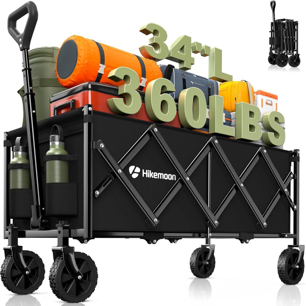 34'' Extra Long Collapsible Wagons Carts Foldable, 360LBS