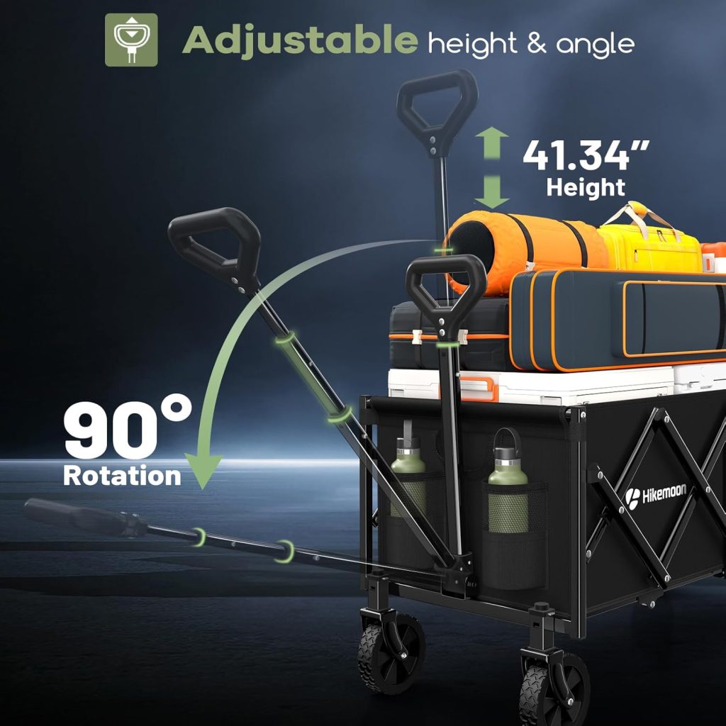 34'' Extra Long Collapsible Wagons Carts Foldable, 360LBS